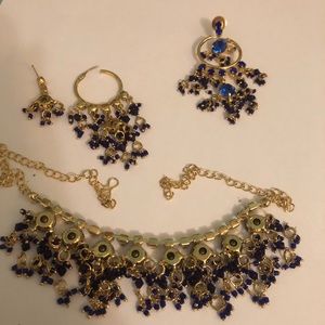 Jewelry | Royal Blue And Gold Indian Jewelry Set | Poshmark
